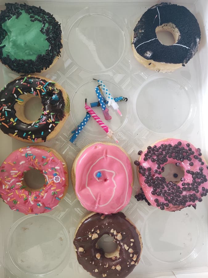 Celebrate Birthday with Donuts Stock Image - Image of birthday, donuts ...