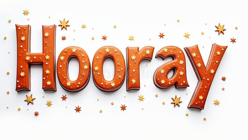 Celebrate with Bold Hooray Text Surrounded by Starbursts for a Joyous ...