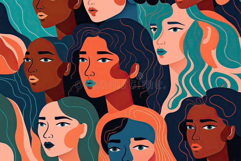 Celebrating Diversity: Women S Day Pattern with Faces of Diverse Women ...