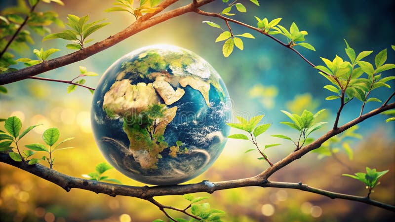 EcoFriendly Earth Day Background with Delicate Tree and Nature Patterns ...