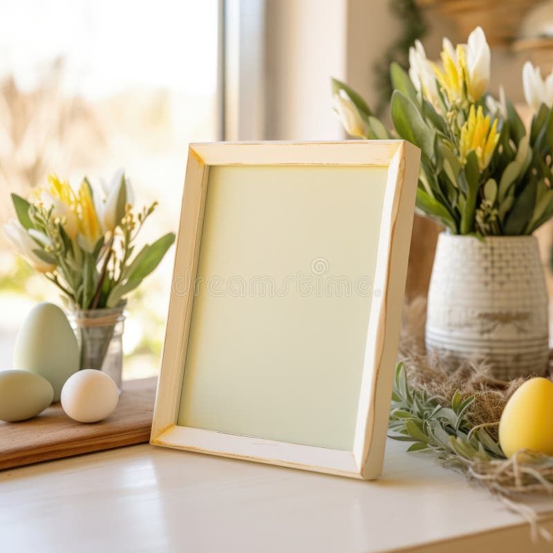 Celebrate Easter Joy: a Delightful Mockup with Copy Space Frame, Capturing Essence of Springtime ...