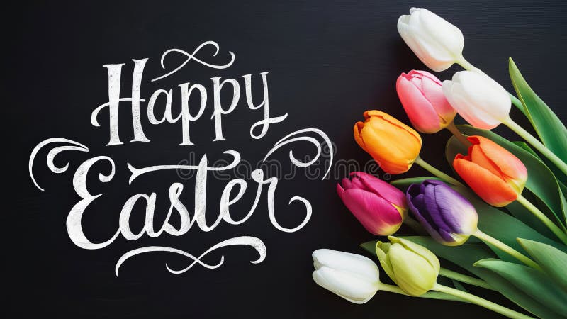 Happy Easter with Tulips! stock illustration. Illustration of card ...