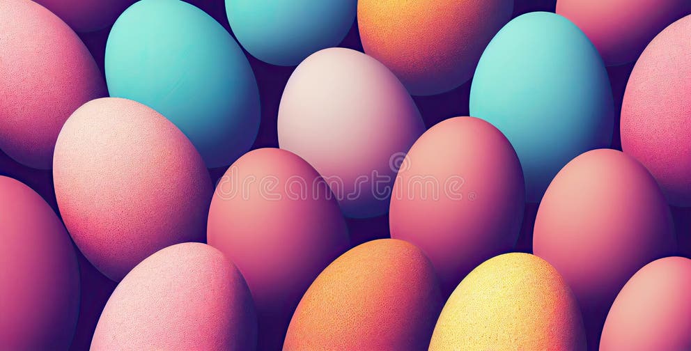 Celebrate Easter with this Vibrant Illustration Featuring an Array of Colorful Eggs Scattered on ...