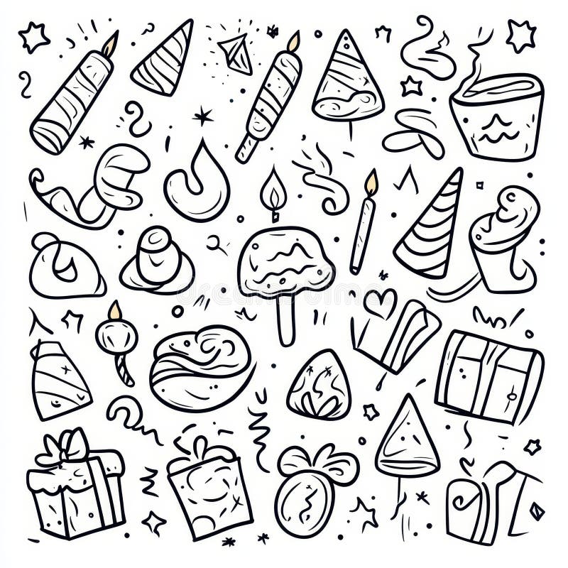 Celebrate with a Fun Birthday Doodle Pattern Featuring Bold Black ...