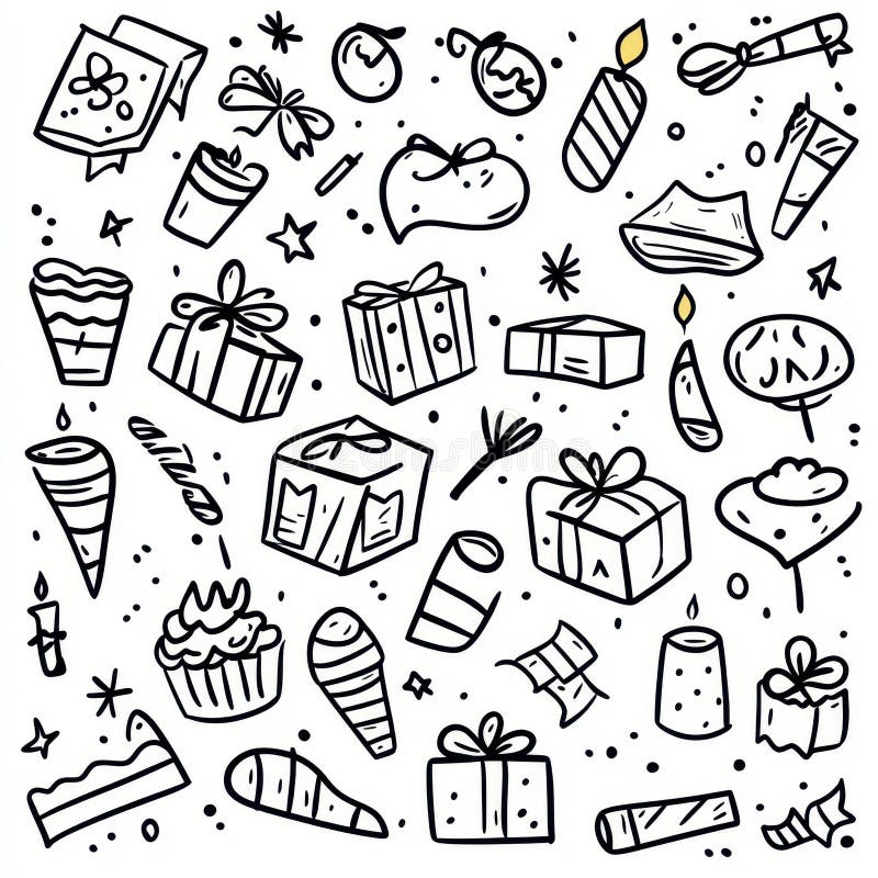 Celebrate with a Fun Birthday Doodle Pattern Featuring Bold Black ...