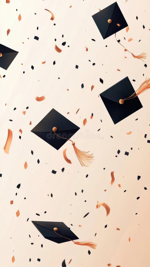 Celebrate Graduation, Caps Toss and Confetti Stock Illustration ...