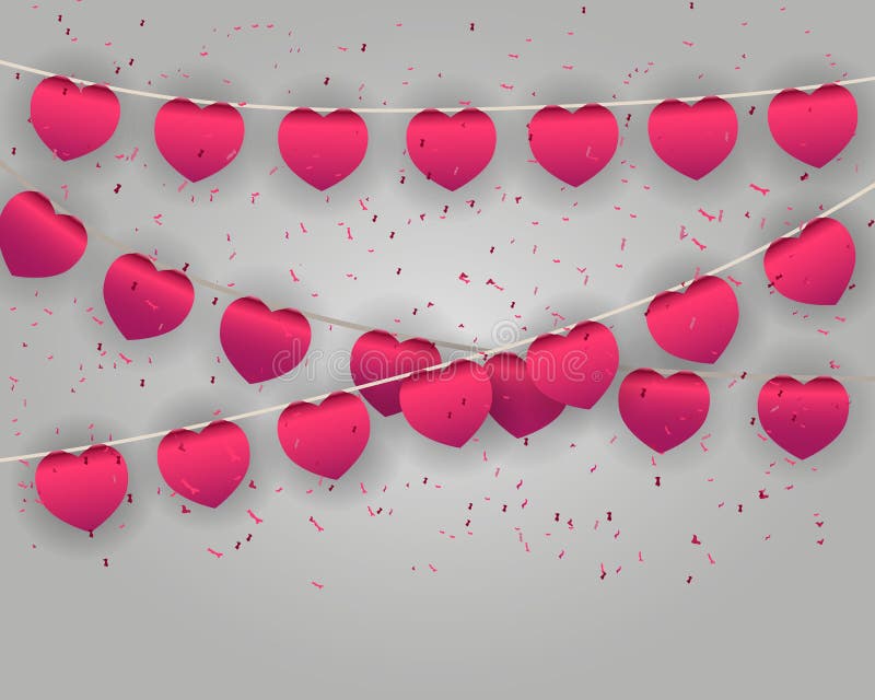 Celebrate Heart Banner with Confetti Stock Vector - Illustration of ...