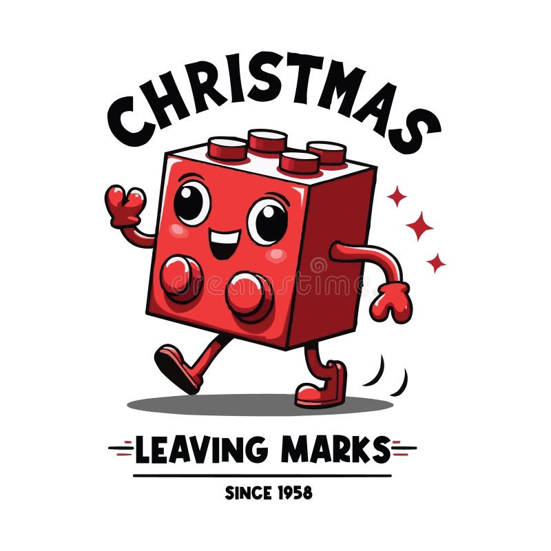Creative Christmas Graphic with Funny Brick Character and Bold Text ...