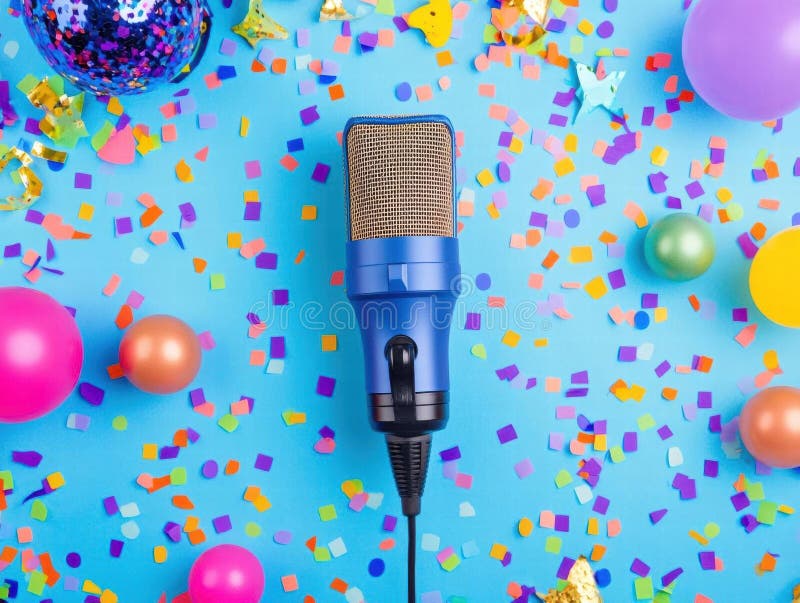 Celebrate with a Microphone, a Fun and Festive Party Setup Stock Photo ...