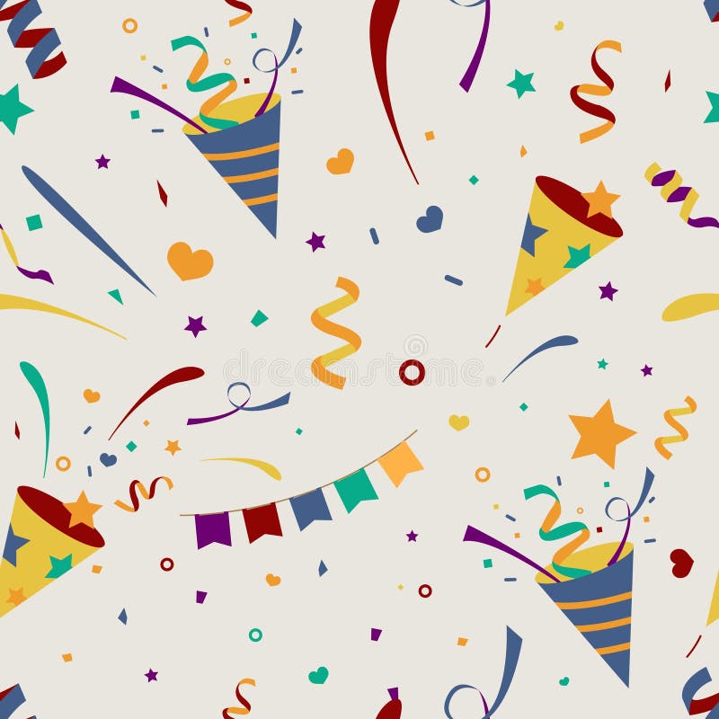 Celebrate Party Seamless Pattern with Party Popper,glitter. Stock ...
