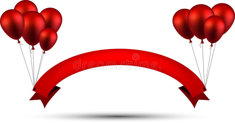 Celebrate Red Ribbon Background with Balloons Stock Vector ...