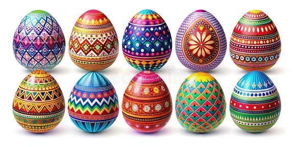Vibrant Abstract Easter Egg Patterns Featuring Sharp Dashed Lines a ...