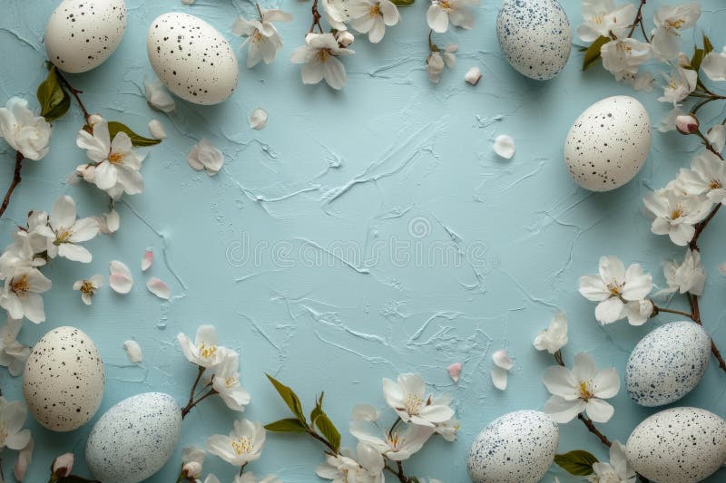 Celebrate Spring with Speckled Easter Eggs and Cherry Blossoms on a ...
