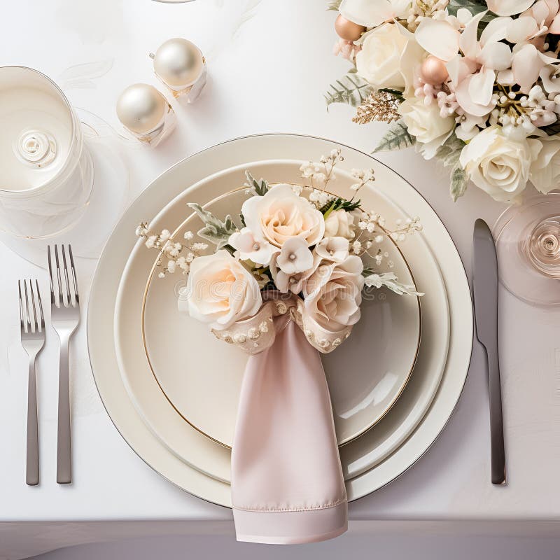 Celebrate Table Setting with Flowers. Ai Generation Stock Photo - Image ...