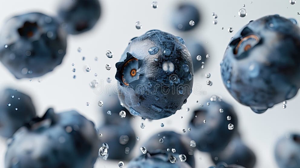 Falling Blueberries Fruit, Tasty Berries Organic Food Isolated ...