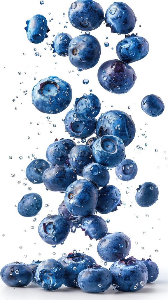 Falling Blueberries Fruit, Tasty Berries Organic Food Isolated ...