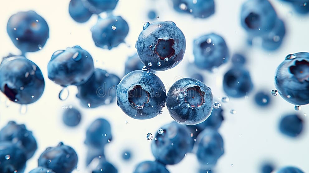 Falling Blueberries Fruit, Tasty Berries Organic Food Isolated ...