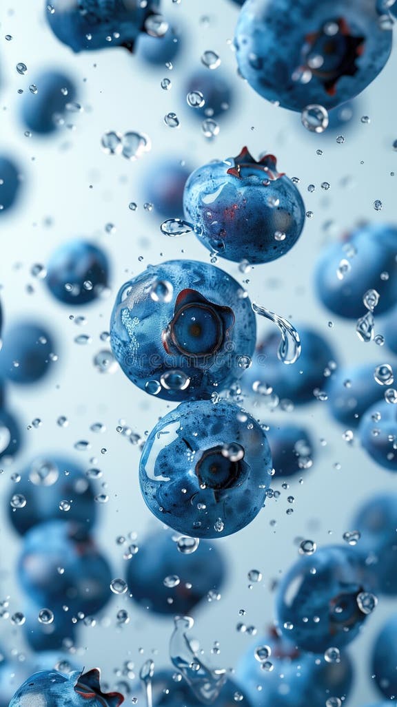 Falling Blueberries Fruit, Tasty Berries Organic Food Isolated ...