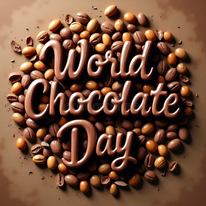 World Chocolate Day Poster: Rustic Background with Chocolate Beans and ...