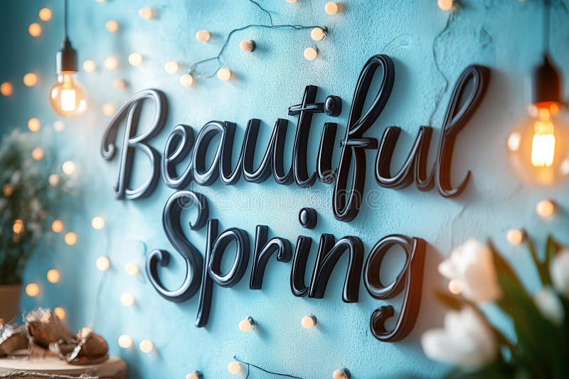 Celebrating the Beauty of Spring with Elegant Cursive Lettering Against ...