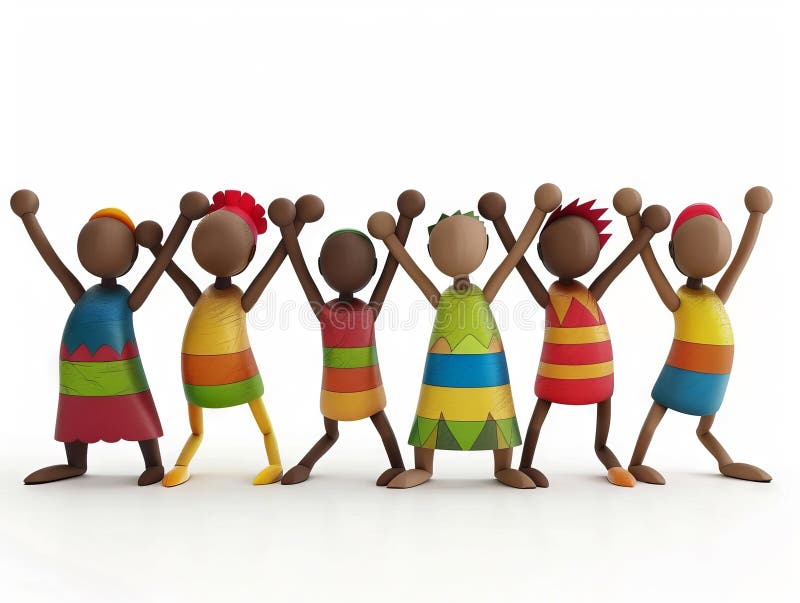 Celebrating with 3D Cartoon Figure Graphic Stock Illustration ...