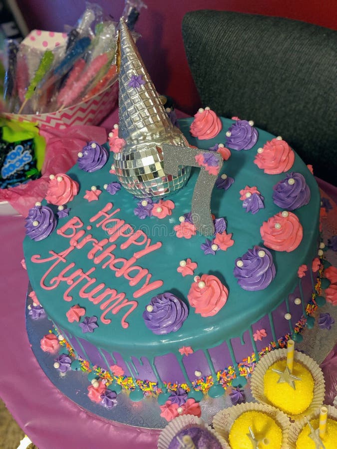 Celebrating with a Decorated Happy Birthday Cake Stock Photo - Image of ...