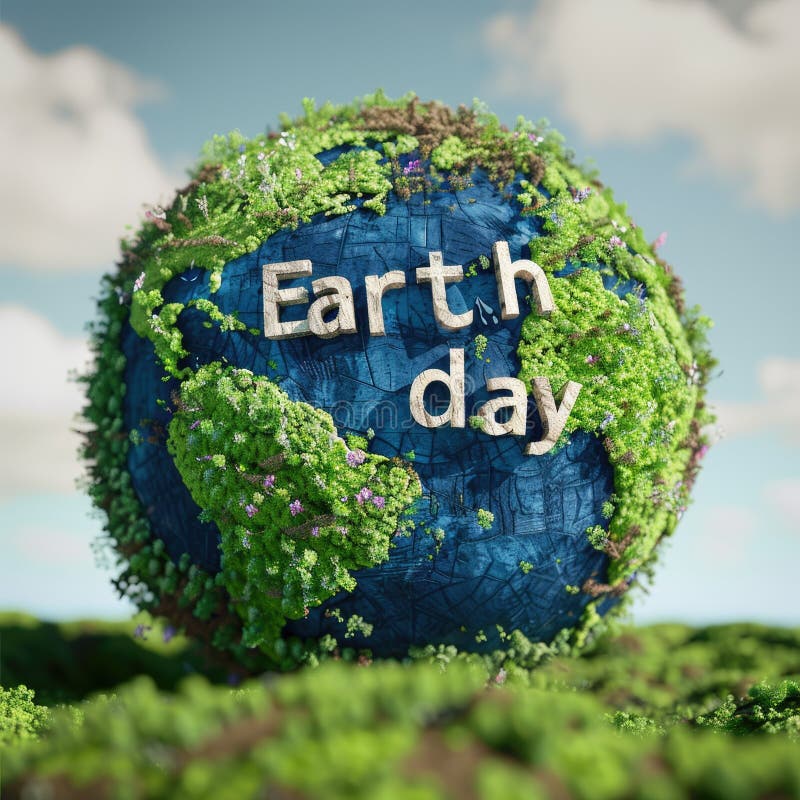 Celebrating Earth Day with a Green and Vibrant Planet Theme Stock Photo ...