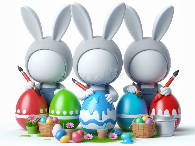Celebrating Easter with 3D Cartoon Figure Graphic Stock Illustration ...