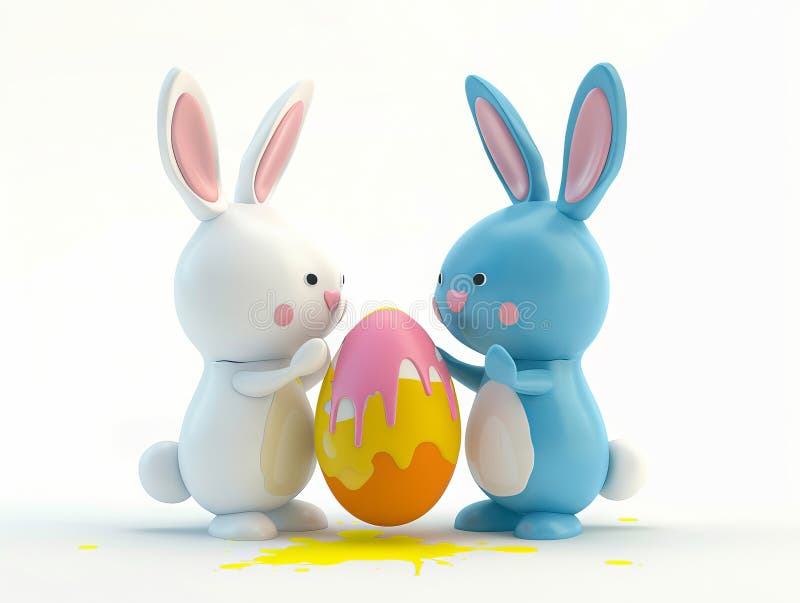 Celebrating Easter with 3D Cartoon Figure Graphic Stock Illustration ...