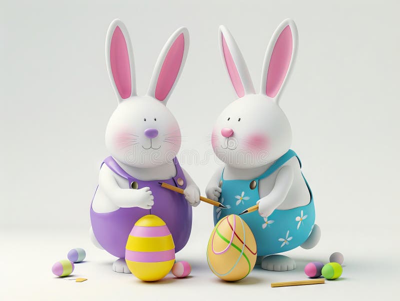 Celebrating Easter with 3D Cartoon Figure Graphic Stock Illustration ...