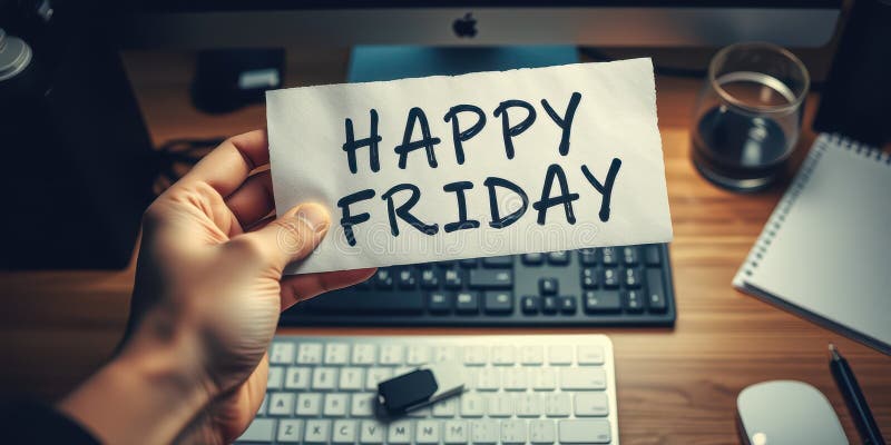 Celebrating the End of the Workweek with a Handwritten Note on a Desk ...