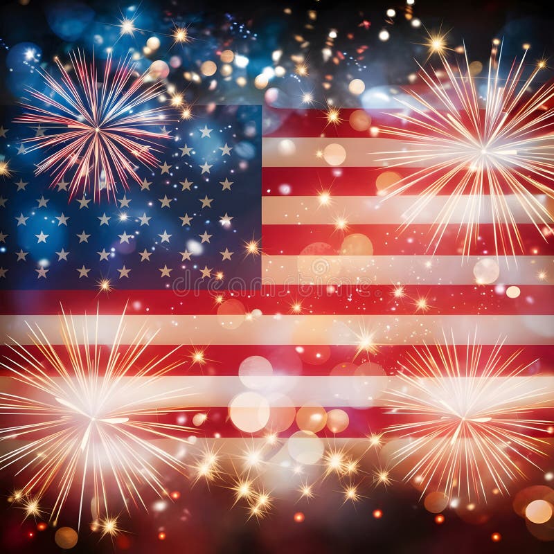 Celebrating with Fireworks and the American Flag - Patriotic Display ...