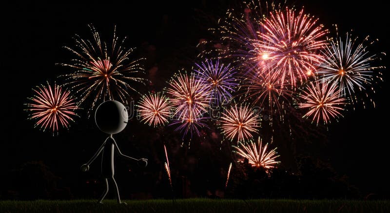 Celebrating with Fireworks: a Stick Figure S Delight Under the ...