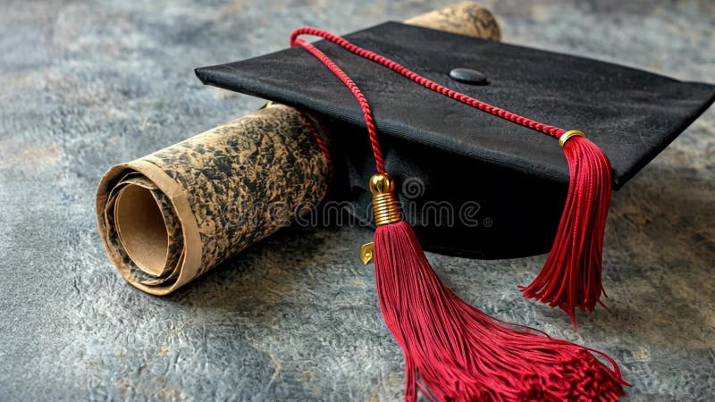 Celebrating Graduation with a Traditional Cap and Diploma on a Rustic ...
