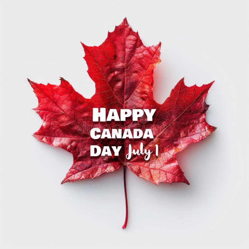 Celebrating Happy Canada Day with Red Maple Leaf on July 1 Stock Photo ...
