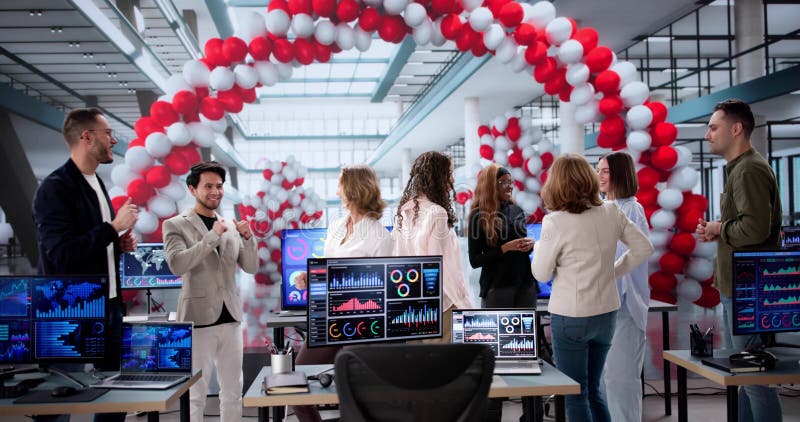 Celebrating a Job Well Done with Dancing Stock Photo - Image of company ...