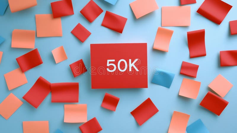 Celebrating 50K Vibrant Red Notes Highlight a Milestone Against a ...