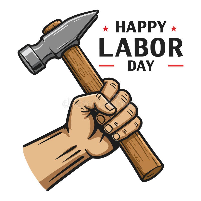 Celebrating Labor Day Hand with Hammer Graphic Stock Vector ...
