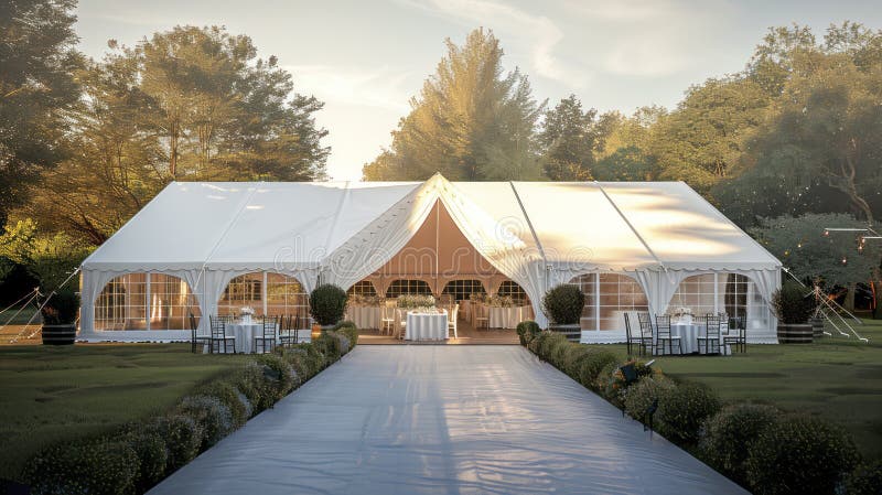 Celebrating Love Under the Elegant Wedding Tent in the Park Stock ...