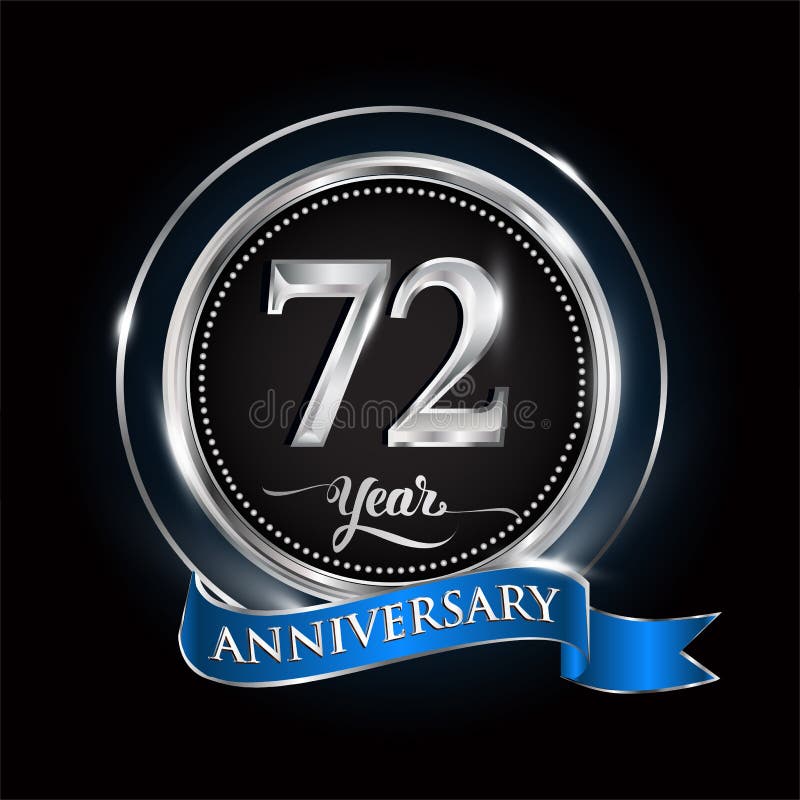 72nd Silver Anniversary Logo with Laurel Wreath, Ribbon and Silver Ring ...