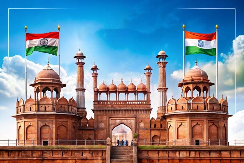 Celebrating Republic Day from Red Fort India Stock Illustration ...