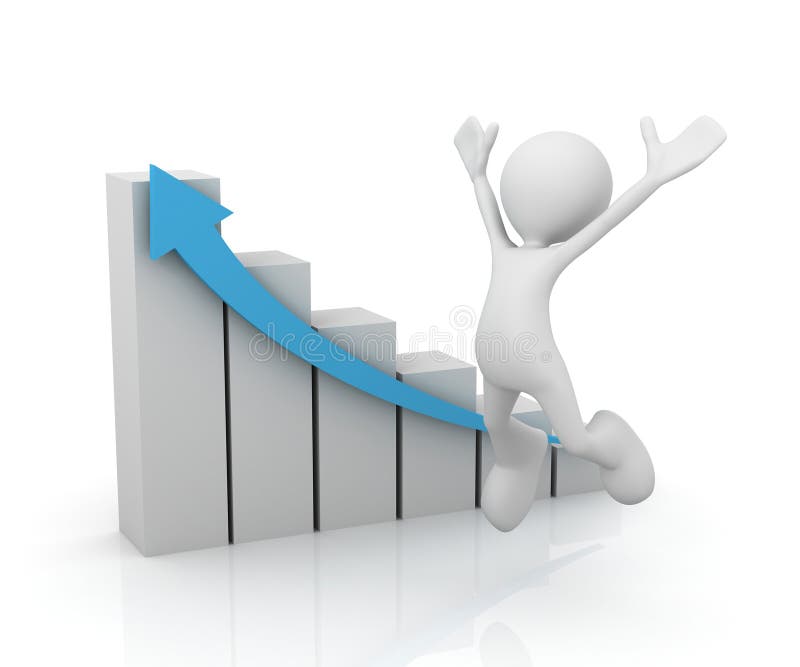 Celebrating Rising Graph Concept 3d Illustration Stock Illustration ...