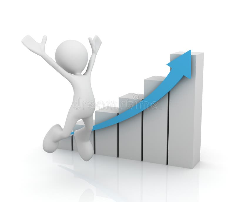 Celebrating Rising Graph Concept 3d Illustration Stock Illustration ...