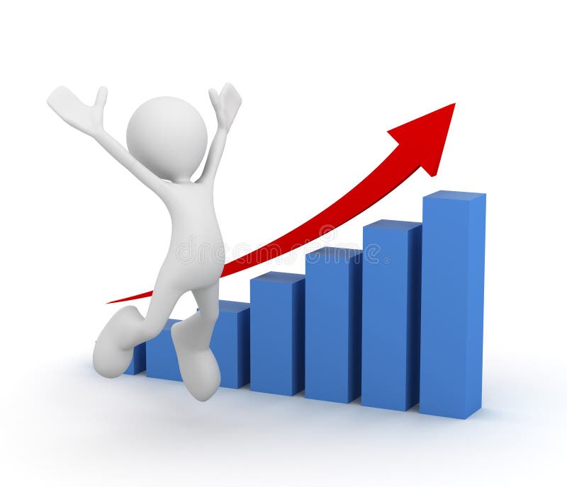 Celebrating Rising Graph Concept 3d Illustration Stock Illustration ...