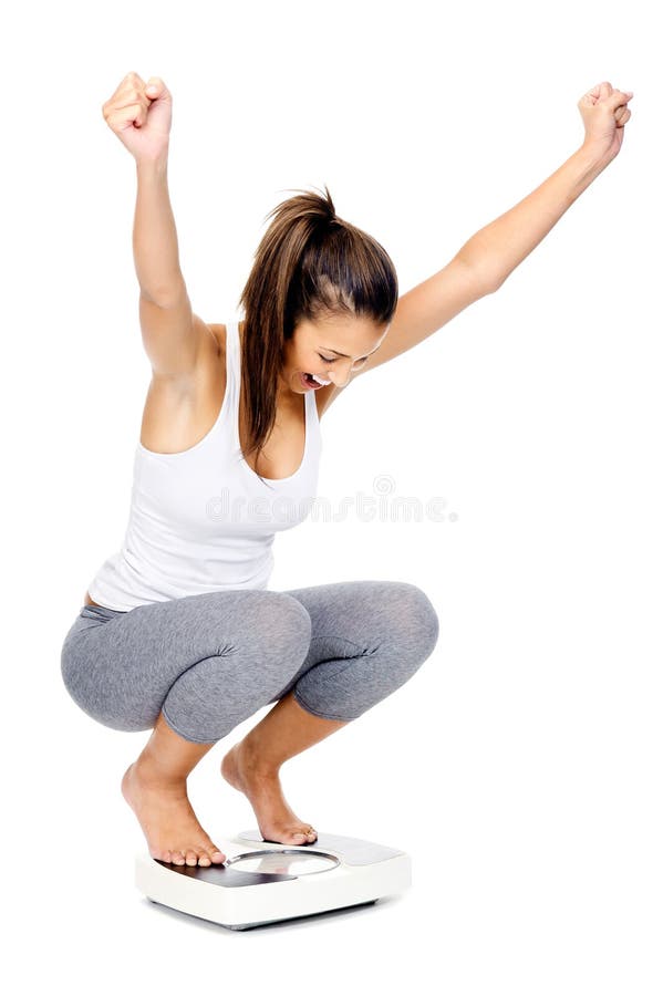 Celebrating scale woman stock photo. Image of cheer, calories - 26861462