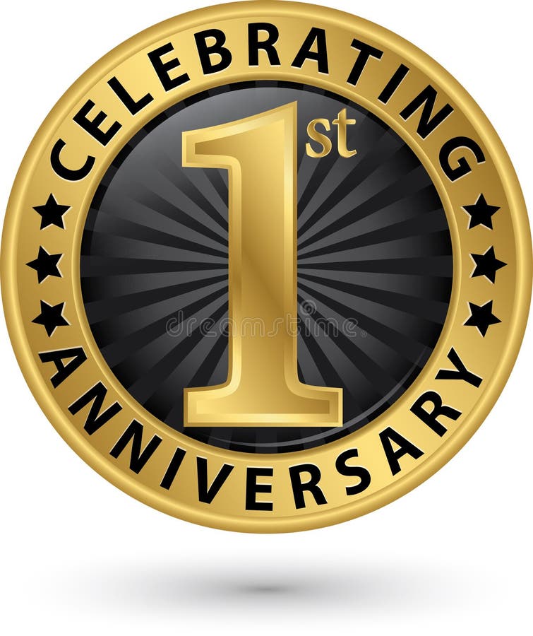 Celebrating 1st Anniversary Gold Label, Vector Stock Vector ...