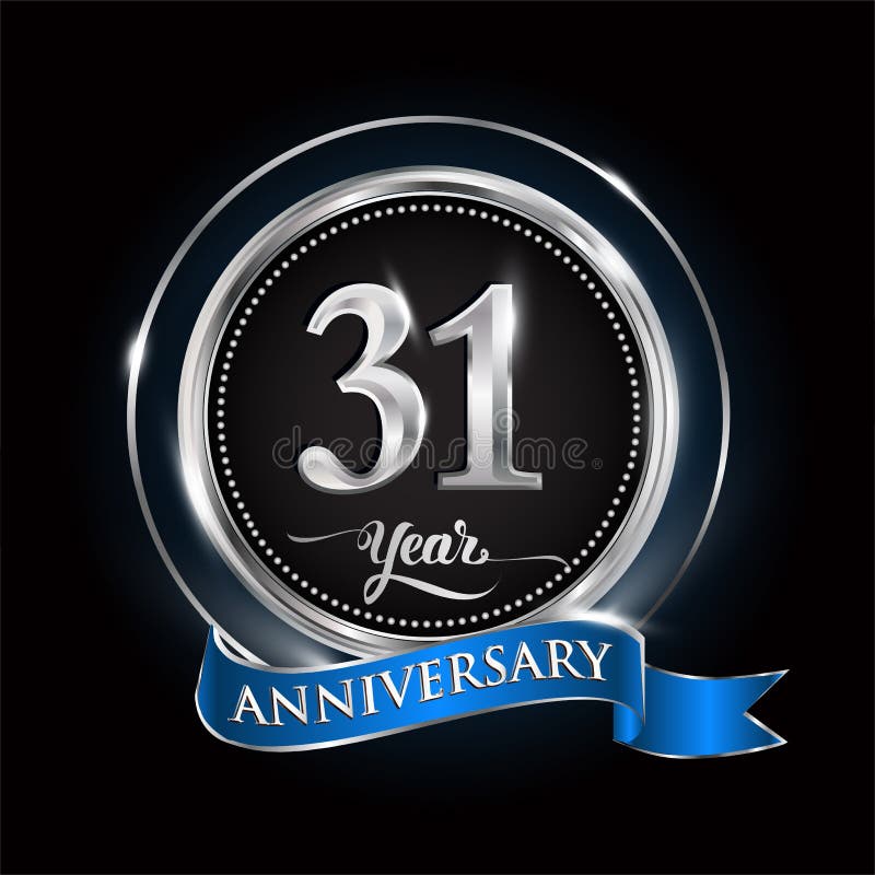 Celebrating 31st Years Anniversary Logo. with Silver Ring and Blue ...