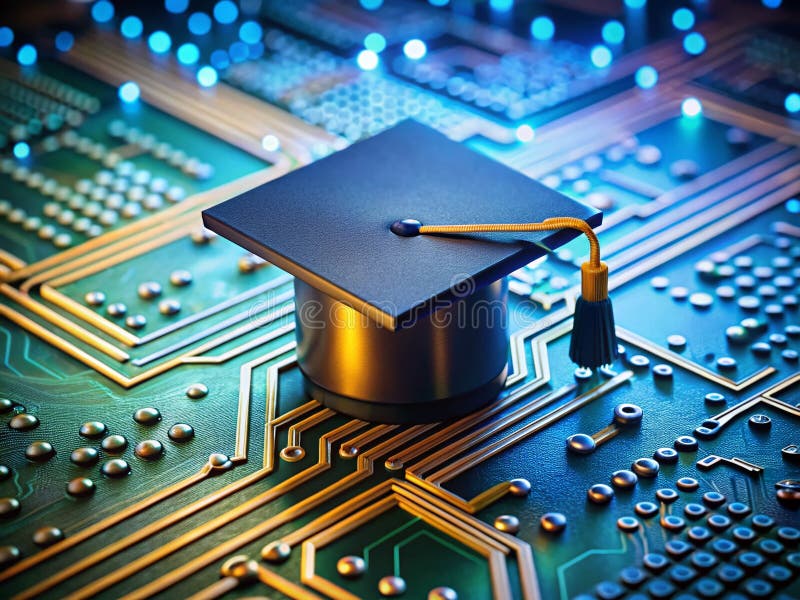 Celebrating Technological Advancement a Graduation Cap Resting on a ...