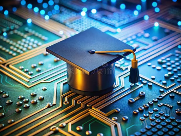 Celebrating Technological Advancement a Graduation Cap Resting on a ...