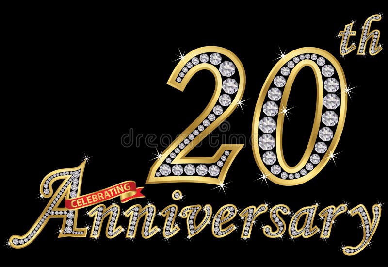 20th Anniversary Badge Gold Stock Vector - Illustration of logo ...